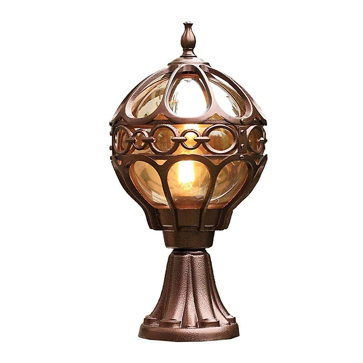 MODEBHD Villa Column European Head Post Lamp Outdoor Waterproof Table Lamp Wall Courtyard Lawn Garden Lamp Column Light 1-Light E27 Retro Aluminum Balcony Pillar Light Lantern Traditional Landscape Li