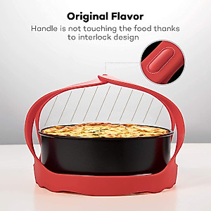 Goldlion Silicone Sling Lifter Accessories Compatible with Instant Pot 6 Qt and 8 Qt, Ninja Foodi 5 Qt / 6.5 Qt / 8 Qt and Other Brand Pressure Cookers, Red