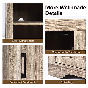 Tangkula Fireplace TV Stand, with 18” Electric Fireplace with Adjustable Flame & Heat, Timer and Remote Control, Farmhouse Media Entertainment Center for TVs up to 65 inches with 1400W Fireplace