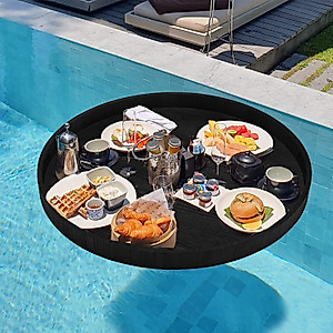 16 Inches Extra Large Solid Wooden Serving Tray Round Tea Coffee Table Tray Snack Food Meals Serving Plate Kitchen Party Bar Server Breakfast Tray with Raised Edges Ottoman Tray Nature Wood