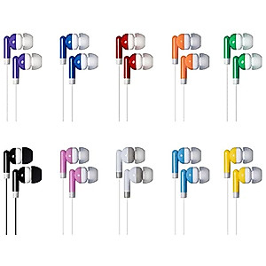 Wjjitan Bulk Earbuds Headphones 100 Pack Multi Colored for Kids, Classroom Students School Wholesale Earbuds Earphones for Children Teachers Adults Teens Individually Bagged（100Mixed）