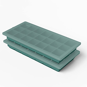 glacio Small Ice Cube Silicone Trays with Lids - BPA-Free, Flexible Ice Molds for Cocktails and Beverages - Set of 2