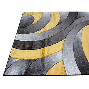 HADBA Rug Modern Geometric Area Rug Yellow 5x7 | Comfortable, Softness and Anti-Allergic Fabric | Easy to Clean | Best for Living Room, Bedroom, Hallway, and Indoor