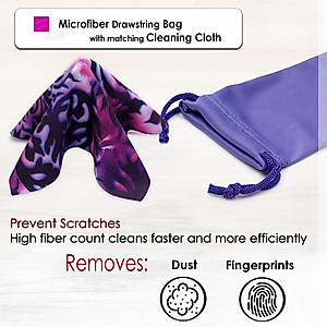 MyEyeglassCase Women Hard Glasses case - Eyeglass Case Hard Shell in Damask Microfiber Print - Small Sunglasses case with Microfiber Pouch and Cloth (AS166L Purple Damask)