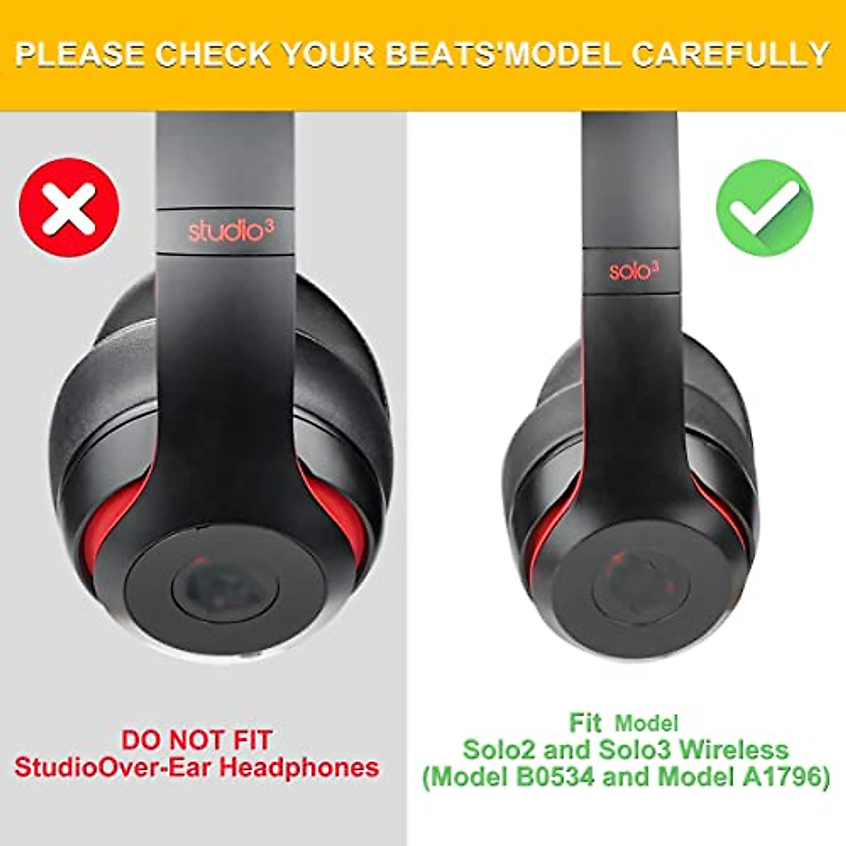 Solo3 Solo2 Earpads Replacement Ear Cushion Ear Pads for Solo 3.0 Wireless, Solo 2.0 Wireless On-Ear Headphone,3M Stronger Adhesive, Softer Leather, Noise Isolation Foam (Pink)