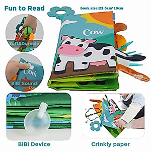 Baby Toy Wrist Rattle Foot Finder Socks with Soft Baby Book, Cotton and Plush Stuffed Infant Toys for Boy & Girl 0-3-6 Months, Present Gift for Newborn Infant Babies