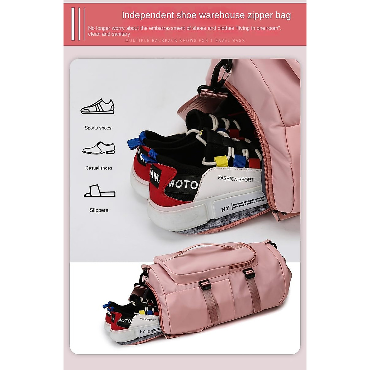 RESPEEDIME Unisex Travel Duffed Tote Bag Waterproof Fold-able And Expandable Backpack With Shoes Compartment Overnight Daypack For Swim Sports Gym Bag