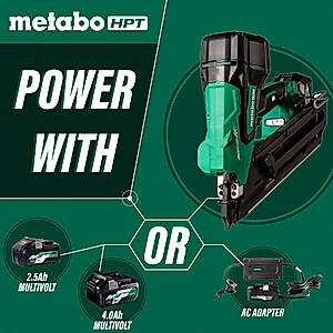Metabo HPT 36V MultiVolt Cordless Paper Strip Framing Nailer | Includes Battery and Charger | NR3690DC