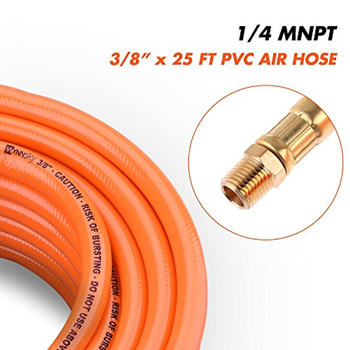 WYNNsky 3/8" X 25ft PVC Air Compressor Hose Kit With 17 Piece Air Tool and Air Compressor Accessories Kit