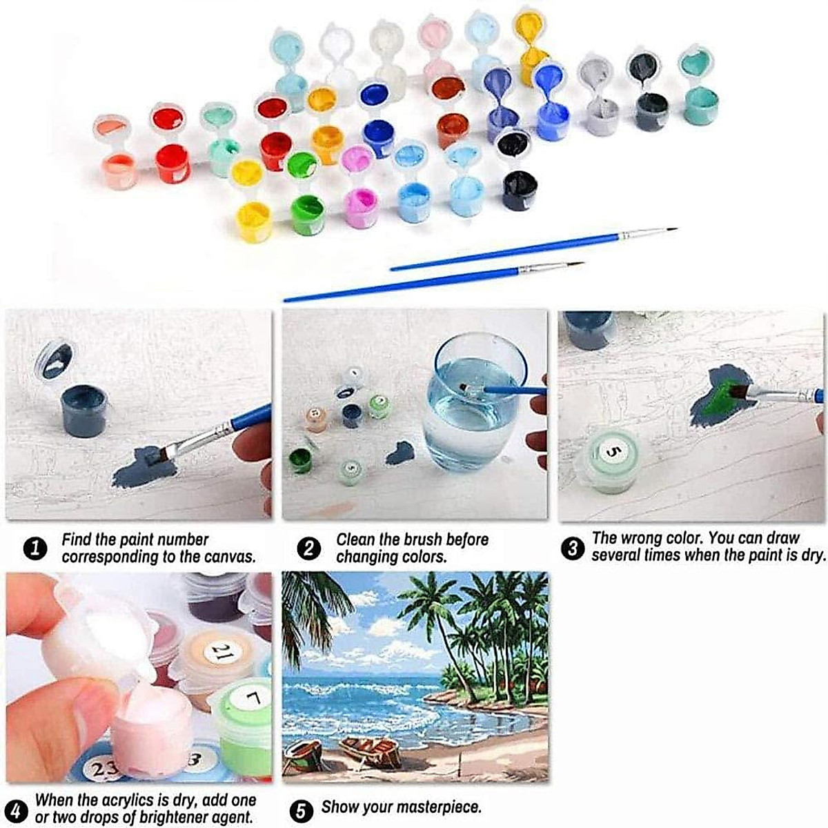 tigdtiu 2Pack Flowers Paint by Numbers Kit for Adults Beginner,Adult Paint by Number Kits On Canvas Framed, DIY Acrylic Painting Kit for Room Decor (8X8 in)