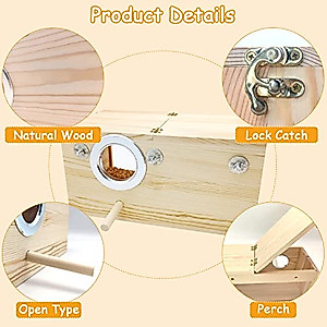 PINVNBY Natural Wood Parakeet Nesting Box Budgie Breeding Box Acrylic Bird Nest for Cage Transparent Panoramic for Parrots, Cockatiels, Lovebirds, Canaries and Other Small Birds