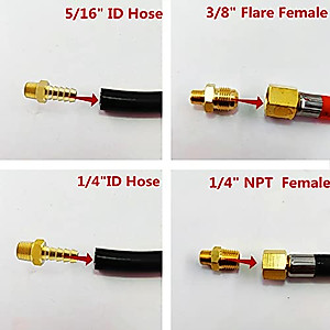 MCAMPAS 0-20Psi High Pressure Adjustable Propane Regulator Valve Kit.QCC1 Regulator Valve & POL LP Tank Service Valve.5/16"&1/4" Hose Barb Connector,1/4" NPT & 3/8" Flare Male Fitting(QCC1 Connector)
