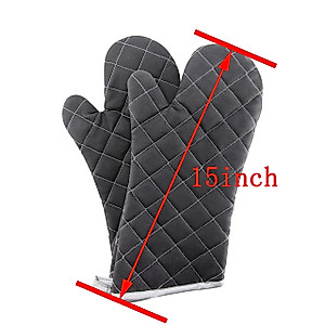 Oven Mitts Flame Retardant Mitts Heat Resistant to 425° F 15 Inch Black Color 2-Pack