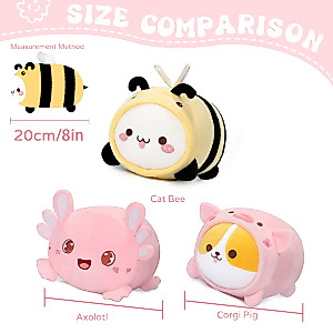 AIXINI 8 inch Plush Toys Set 3pcs Cute Panda/Deer/Pig Plush Stuffed Animals Packs, Super Soft Cartoon Hugging Toy Gifts for Bedding Kawaii Pillow