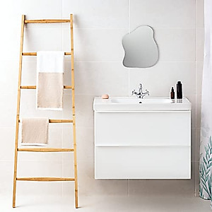 Navaris Bamboo Towel Ladder - Wooden Rack Rail Blanket, Towel, Clothes, Linen Railing Hanger for Bathroom, Bedroom - Bamboo Wood Towel Holder Stand