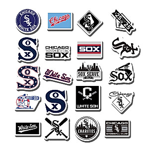 20 PCS Stickers Pack White Aesthetic Sox Vinyl Logo Colorful Waterproof for Water Bottle Laptop Bumper Car Bike Luggage Guitar Skateboard