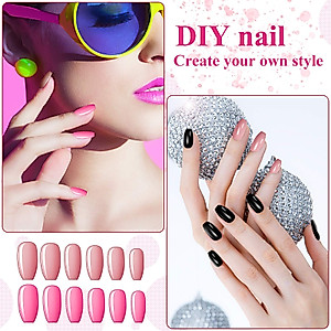 Maitys 720 Pieces 30 Sets Medium Square Press on Nails Glossy Fake Nails Solid Color Artificial Tips Full Cover for Women Girls Ballerina DIY(Classic Colors)