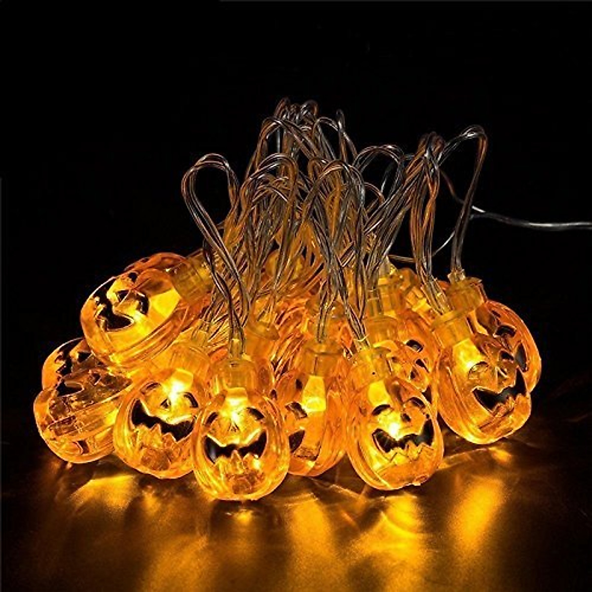 Senmao Home Decor 2Pack Halloween Solar Lights with 30 Pumpkin Lights,Orange Lights for Halloween 20ft 30LEDs,Outdoor Halloween Lights for Patio, Garden,Parties (IP65,8 Light Modes)