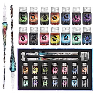 MKLPO glass dip pen set,Calligraphy pens for beginners,ink pen, Writing, Signatures, Calligraphy, Decoration, Gift with two Art pen (Colorful)