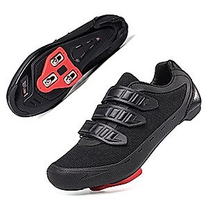 Mens Womens Indoor Cycling Shoes Compatible with Peloton Bike Shoes Cycling Shoes with Delta Cleats Clip Outdoor Pedal SPD Road Bike Shoes,Black