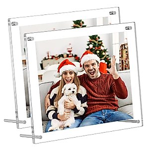 AITEE 11x14 Acrylic Picture Frames 2 Pack, Clear Desk Picture Frames with Stand, Modern Frameless Floating Frames Lucite Transparent Square Cubes Frame for Wall & Desktop Display Gift for Home Office