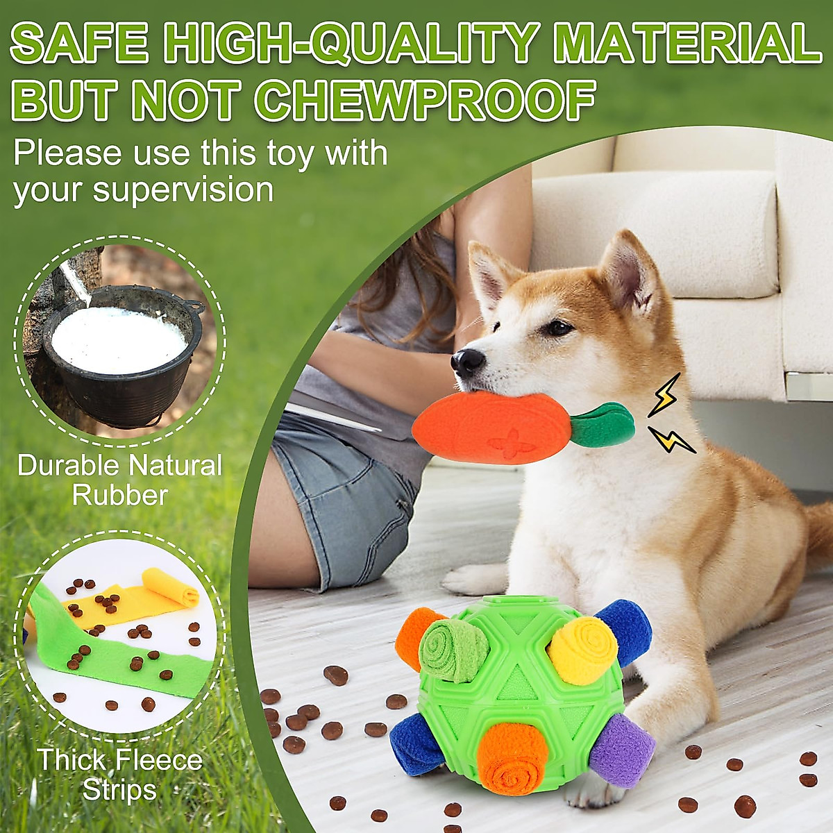 TWOPER Dog Toys Interactive Snuffle Ball and Puzzle Toy for Any Size Dogs, Encourages Natural Foraging Skills, Slow Feeding Dog Enrichment Toys for Training and Stress Relief, Machine Washable