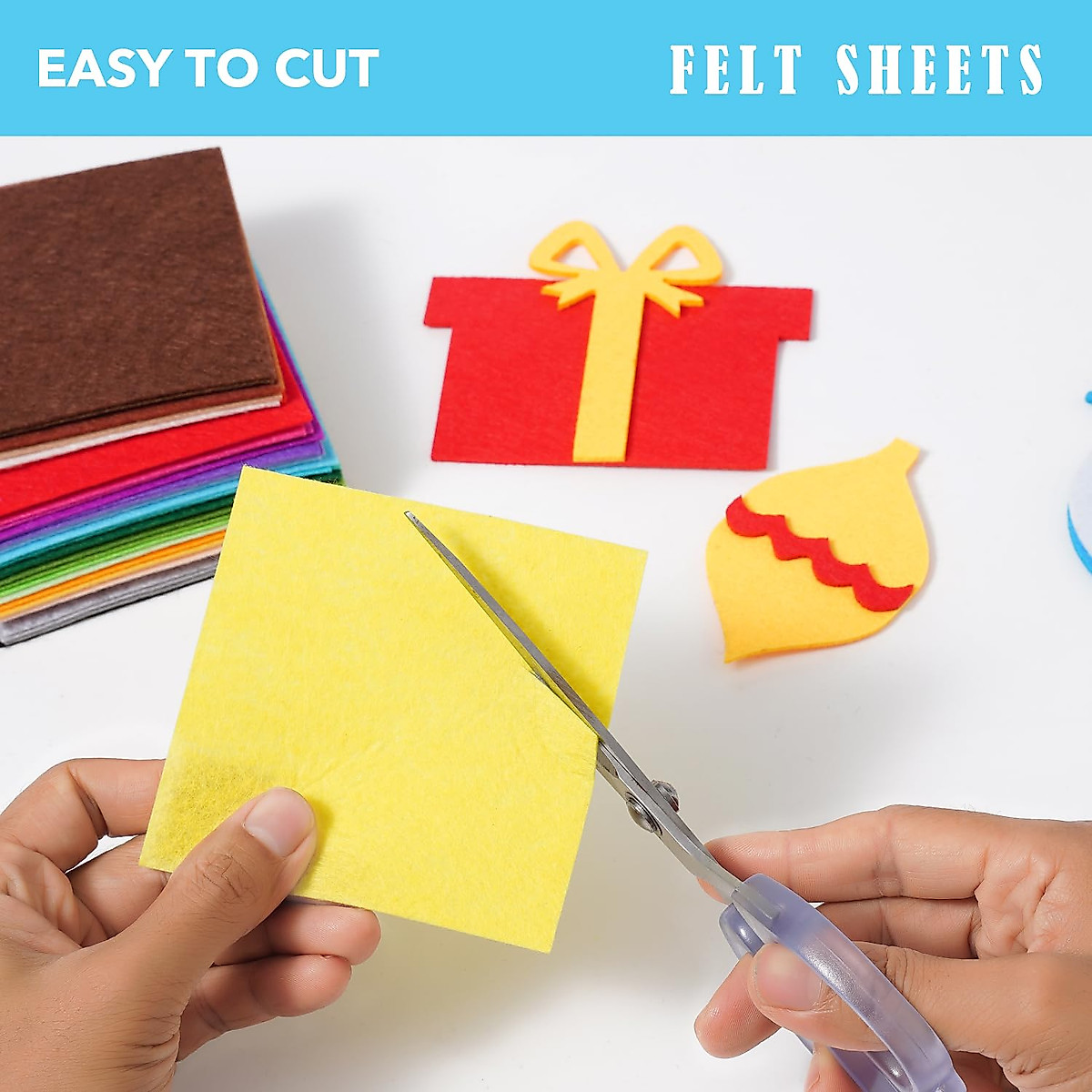 Loyisal 90PCS Felt Fabric Sheets Craft Kit - 4"x 4" + 6"x 6" Assorted Colors - 1mm Thick Square Nonwoven Felt Fabric for Crafts DIY