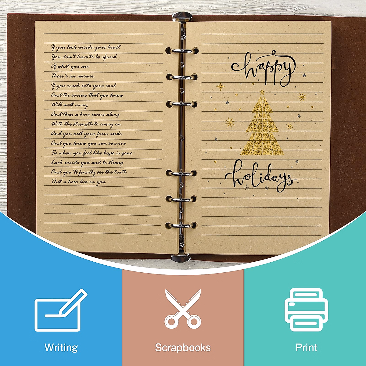 Refills Lined Paper, MALEDEN Refillable A6 Paper for 5x7 Journal Notebook Inserts 200 Lined Pages