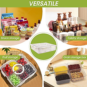 Divided Serving Tray with Lid Handle, Snackle Box Charcuterie Container, 6 Compartment Removable , Airtight Snack Box Container, BPA-Free Fruit Storage Container for Berry, Snack, Candy, Nuts
