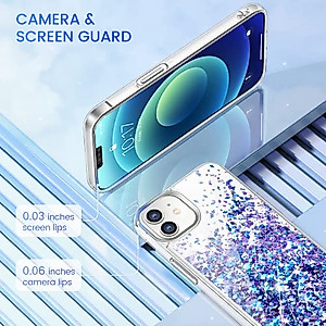 Caka Case for iPhone 12 Glitter Case, iPhone 12 Pro Glitter Case Girly Girls Women Bling Liquid Sparkle Fashion Flowing Quicksand Case for iPhone 12 12 Pro (6.1 inches) (Blue Purple)