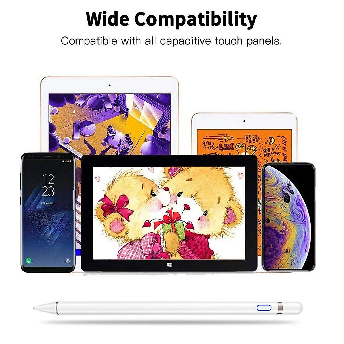 Stylus Pens for Touch Screens,Active Stylus Compatible with Apple,Magnetism Cover Cap, Universal for iPhone/iPad Pro/Mini/Air/Android and Other Touch Screens (White)