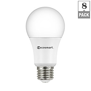 Ecosmart 8-Pack A19 - 60 Watt Equivalent Daylight (5000K) LED Light Bulb
