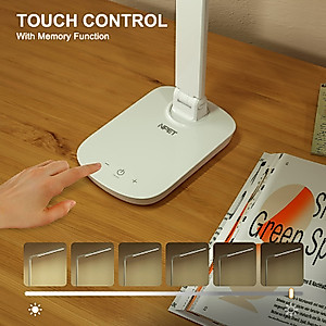 NPET Led Desk Lamp, Eye-Caring LED Lamp with Stepless Brightness,Touch Control,Adjustable Arm,Desk Light for Home,Office,Study,Reading,Dorm Essentials