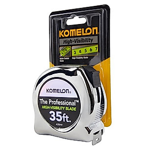 Komelon 435HV High-Visibility Professional Tape Measure, 35-Feet by 1-Inch, Chrome