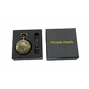 Pinnacle Awards Canada Railroad Regulation Pocket Watch with 2 Chains, Japanese Movement Steam Engine #1