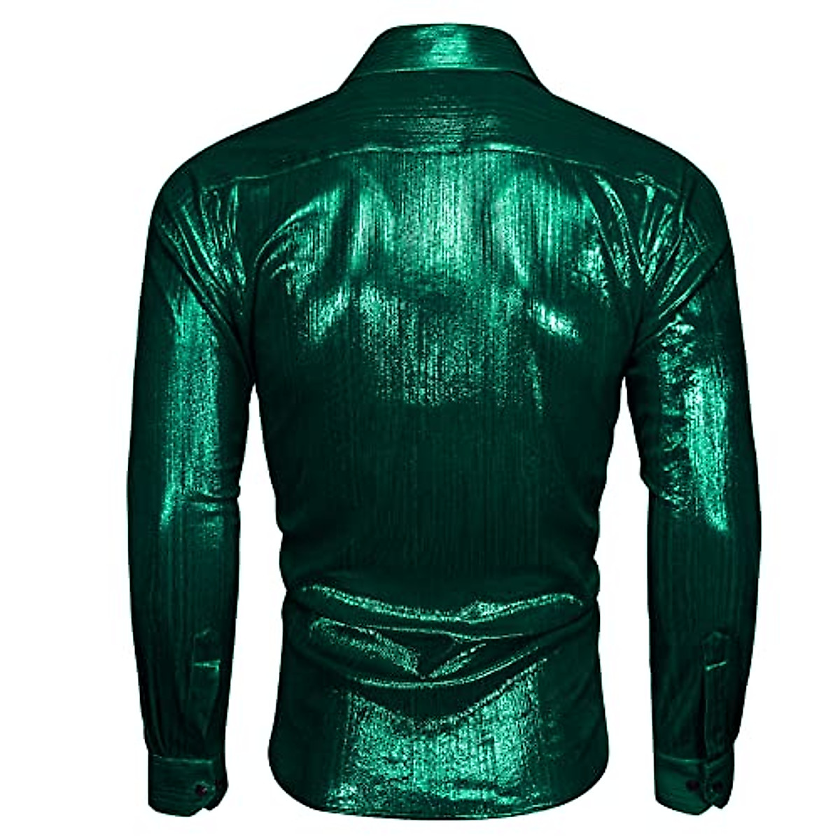 Barry.Wang Shirts for Men Fancy Long Sleeve Dress Shirt Shiny Button Sequin Regular Fitted Shirts