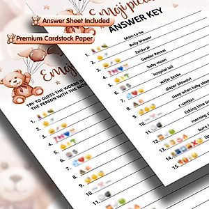 Sinasasspel 302pcs Teddy Bear Baby Shower Game Set of 6 Activities for 50 Guests Gender Neutral Includes Baby ABC, Bingo, Word Scramble, Baby Prediction and More, Each 5x7 Inches