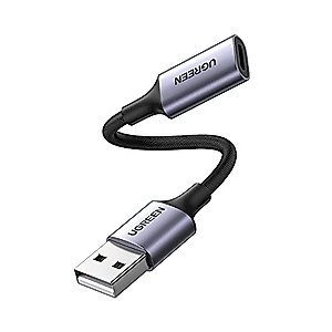 UGREEN USB A to Lightning Audio Adapter Cable MFi Certified Nylon Braided USB 3.0 Male to Lightning Female Dongle Converter Support Volume Control Mic Compatible with MacBook Computer PC Headphone