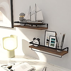 SODUKU Floating Shelves Wall Mounted Storage Shelves for Kitchen, Bathroom,Set of 2 Brown
