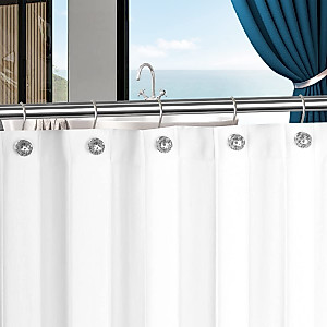 Gracelife 12Pcs Hollow Ball Shower Curtain Hooks Luxury Quality Rustproof Stainless Steel Shower Curtain Rings Hooks for Bathroom Rod (Nickel)