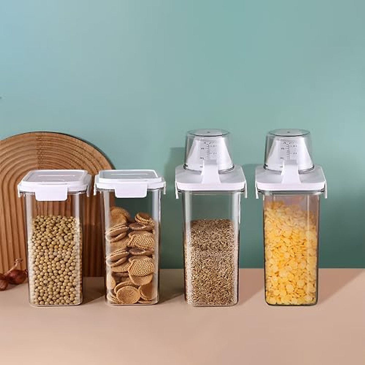 NBILIC Cereal Containers Storage Cereal Dispenser For Pantry Organization BPA Free Food Containers With Lid, Meal Rrep Containers Reusable (L-8PCS)