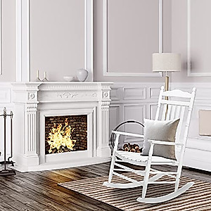 VINGLI 2PCS Wood Rocking Chairs Relaxing Rocker for Deck, Garden, Backyard, Porch, Indoor or Outdoor Use with 350 lbs Weight Capacity, White