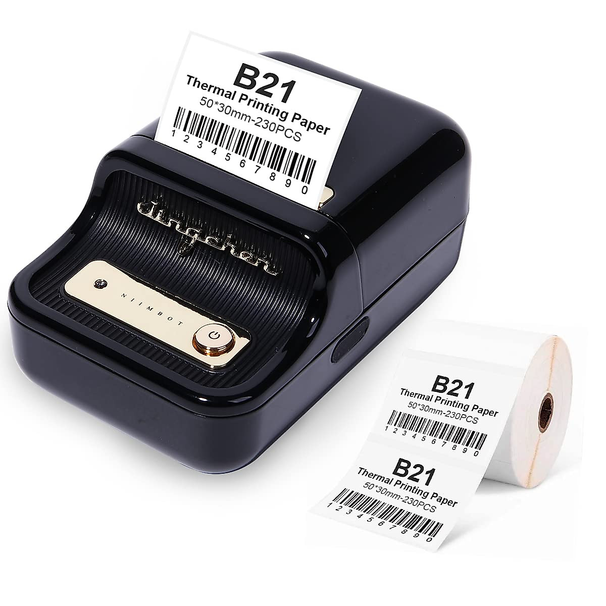 2 Inch Label Printer B21 with 230 Labels, Bluetooth Thermal Labels Maker Small Business Sticker Printers, Suits for All Purpose Labels Barcode Price Text, Compatible with iOS & Android (Black)