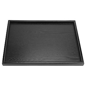 BALITY Rectangular Wood Tray, Decorative Solid Wood Serving Trays Platter Breakfast Tray Ottoman Tray Black Fast Food Tray for Cafe, Teahouse, Restaurant, Hotel(36 X 27cm)