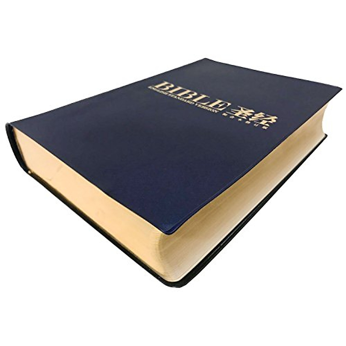 Bilingual English Chinese Holy Bible / English Standard Version - Revised Chinese Union Version, Simplified Chinese / ESV/RCUV / Blue Pearl Vinyl with Golden Edges, Maps, Large Chinese Characters