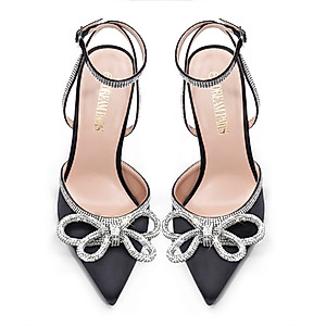 DREAM PAIRS Women's High Heels Destiny Closed Toe Strappy Heels Sexy Rhinestone Ankle Strap Pumps Wedding Bridal Party Dress Shoes DESTINY,Size 11,Black,SDPU2208W