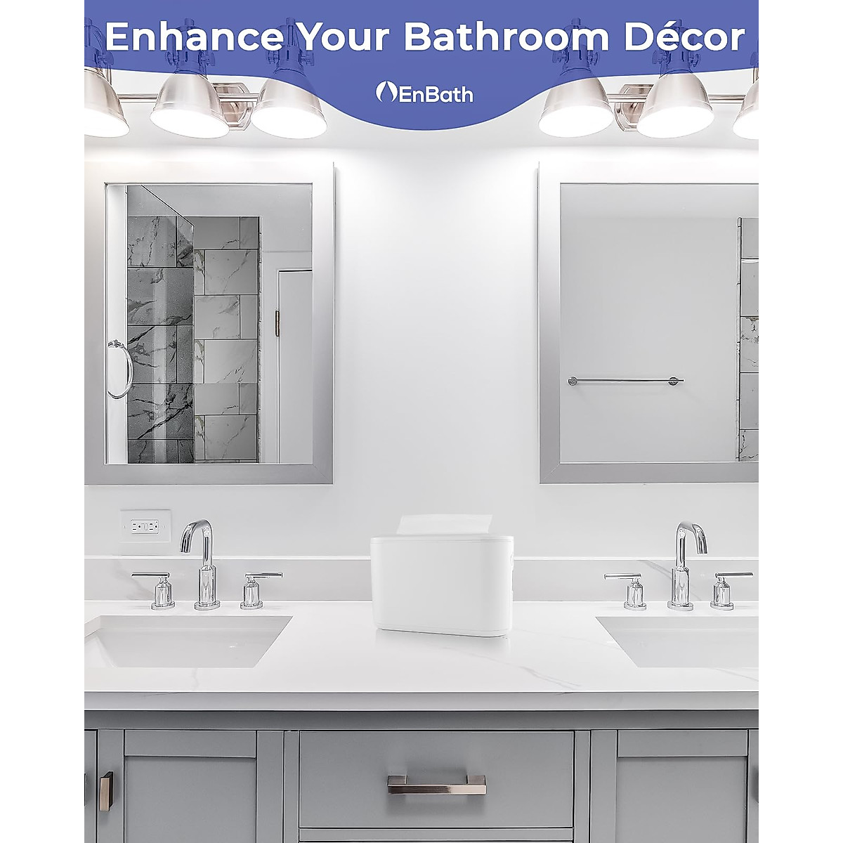 EnBath Countertop Paper Towel Dispenser (White)/Multifold Paper Towel Holder, Non-Slip, Durable ABS, Stylish Design for Bathroom and Kitchen