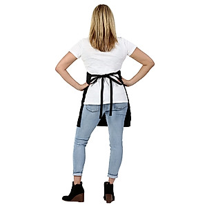 Plum Hill Hair Stylist Apron with Rhinestones - Salon Aprons for Hairdresser and Cosmetology - 3 Pockets, Long Ties, Black