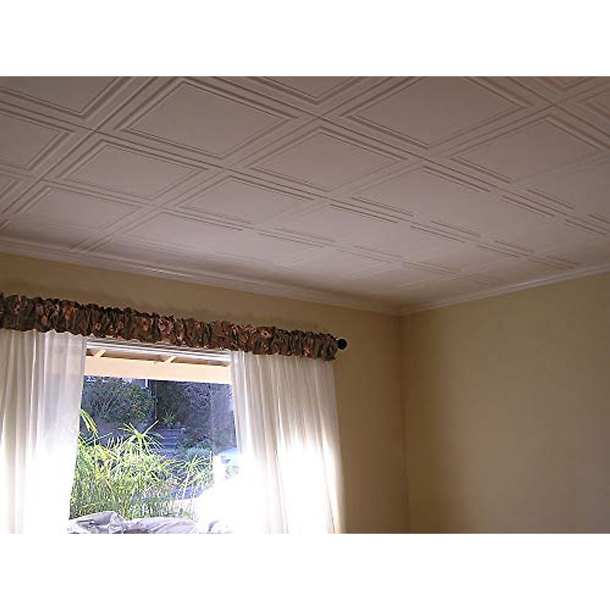 A La Maison Ceilings R24 Line Art Foam Glue-up Ceiling Tile (128 sq. ft./Case), Pack of 48, Plain White