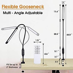 KEDSUM LED Desk Lamp with Clamp, Flexible Gooseneck Clamp Lamp with Touch & Remote Control, 10W Eye-Care Architect Desk Lamp for Office/Home, with 5 Color Modes, 5-Level Brightness & Memory Function